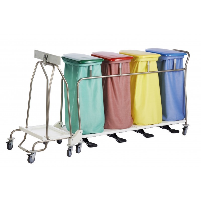 Chariot à linge 4 sacs collecteur, couvercles et pédales | Teamalex