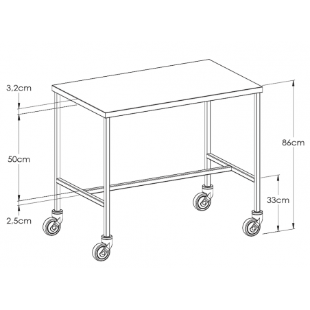 Table à instruments 1 plateau inox | Teamalex Medical Technologies