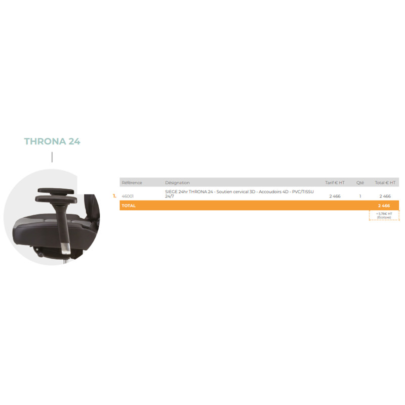 Siège ergonomique de bureau Throna 24 | Teamalex Medical Technologies