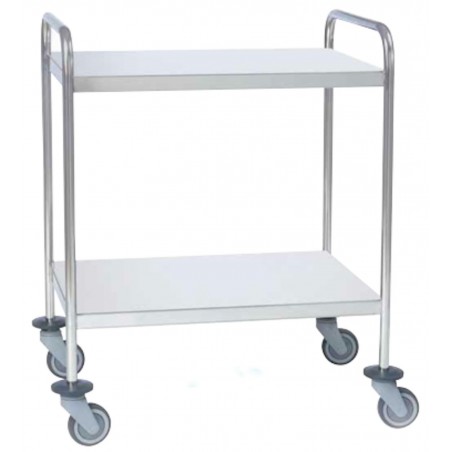 Chariot médical inox 2 plateaux bords tombés | Teamalex Medical